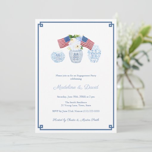 Classic All-American Ginger Jar Engagement Party Invitation | Zazzle