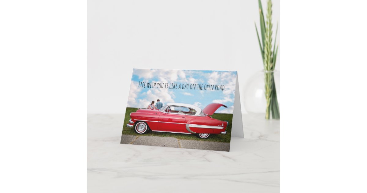 Classic American Car Lover Anniversary Card | Zazzle