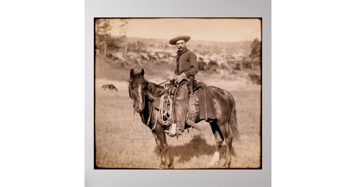 CLASSIC AMERICAN COWBOY c. 1888 Poster | Zazzle