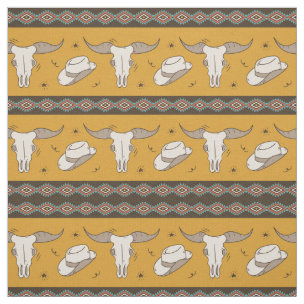 Western Cowboy Pattern Fabric | Zazzle