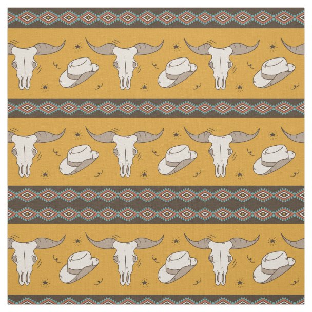 Western Cowboy Pattern Fabric | Zazzle