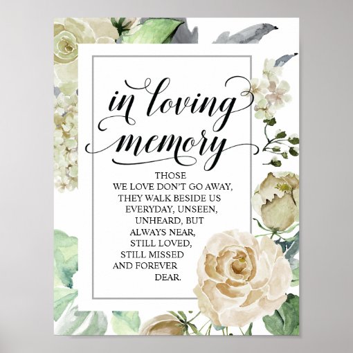 Classic and Elegant Wedding Memorial Table Sign | Zazzle