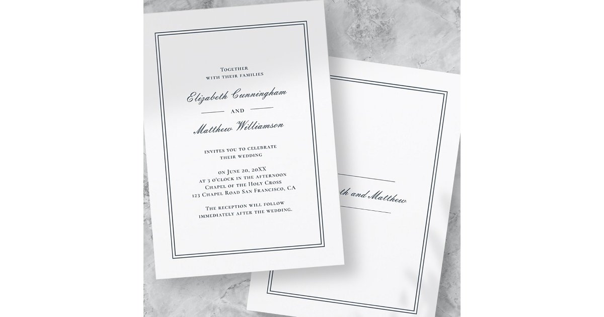 Classic and Simple Elegant Wedding Invitation | Zazzle