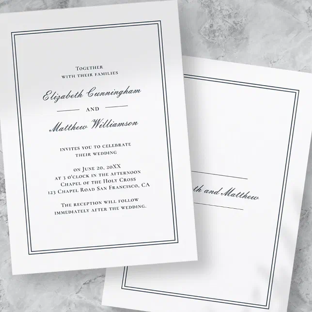 Classic and Simple Elegant Wedding Invitation | Zazzle
