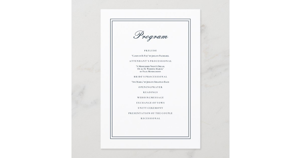 Classic and Simple Elegant Wedding Program | Zazzle.com