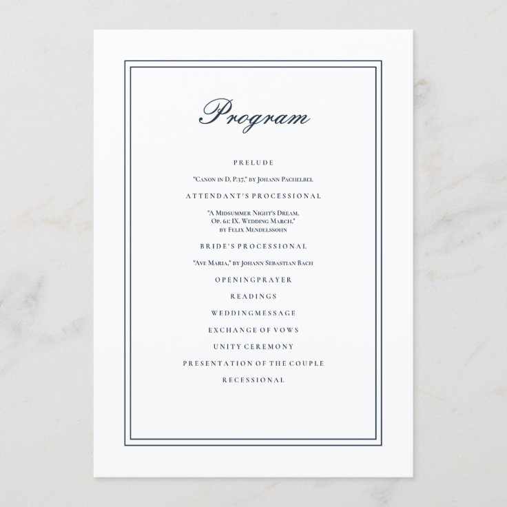 Classic and Simple Elegant Wedding Program | Zazzle