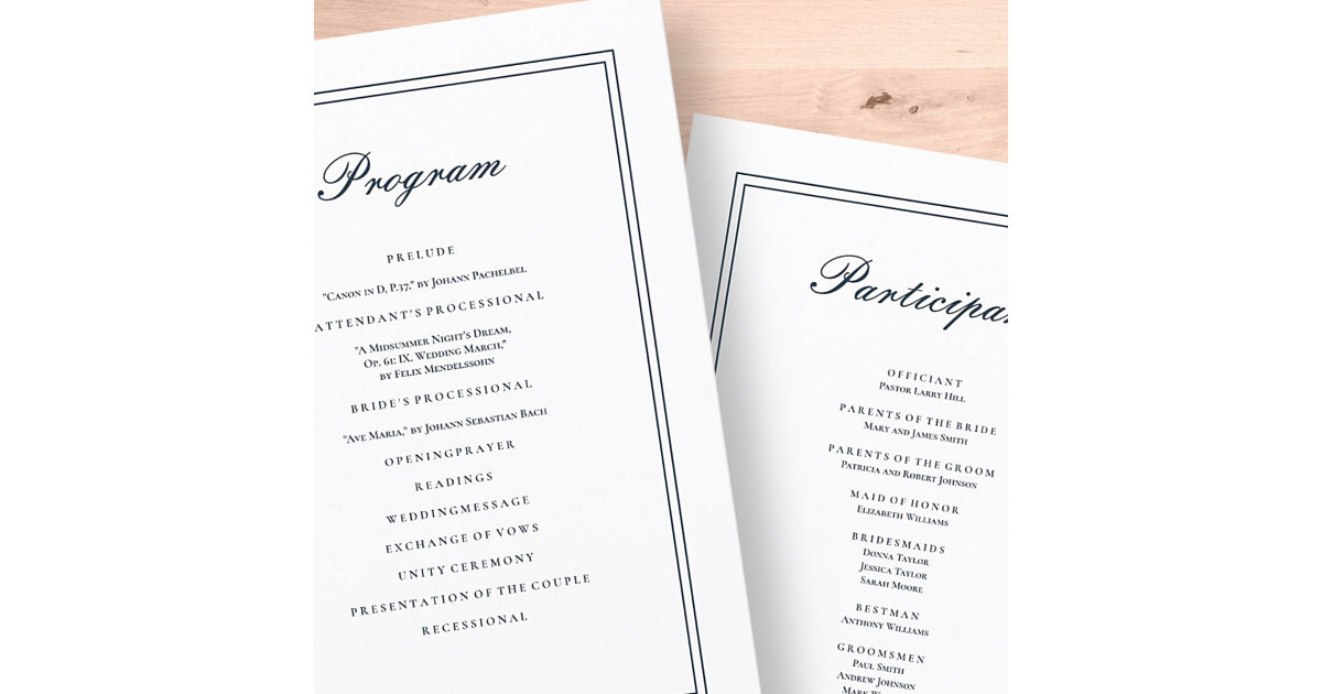 Classic and Simple Elegant Wedding Program | Zazzle