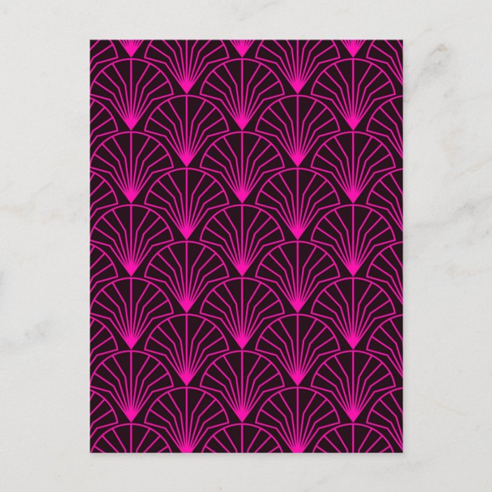 Classic Art Deco Pattern in Pink and Black Postcard | Zazzle.com