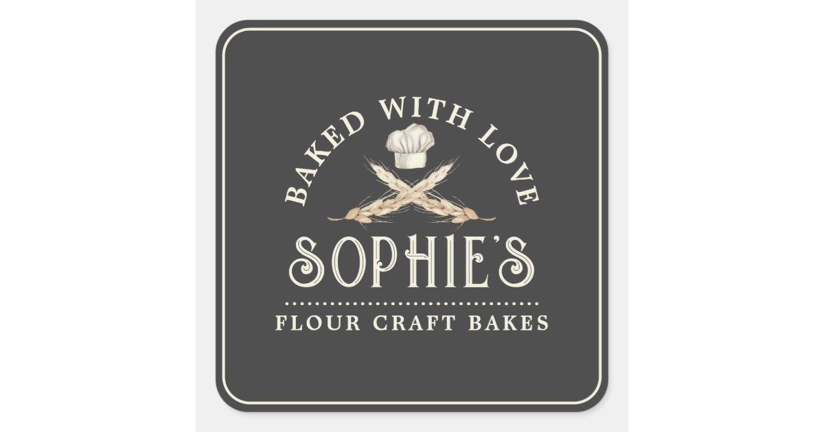 Classic Baker Logo Pastry Chef Black Product Label | Zazzle