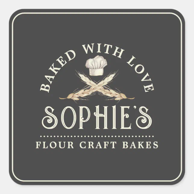 Classic Baker Logo Pastry Chef Black Product Label | Zazzle