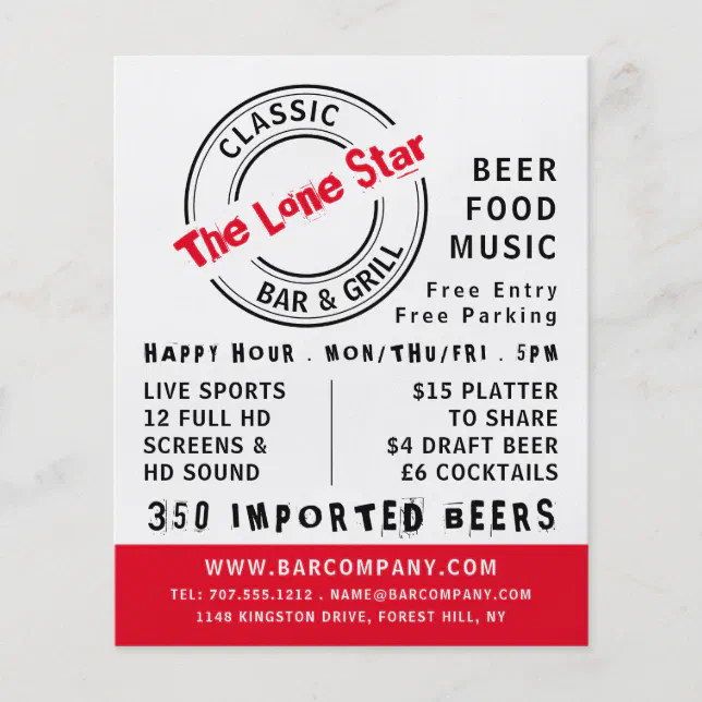 Classic Bar & Grill Logo, Pub/Brewery Advertising Flyer | Zazzle