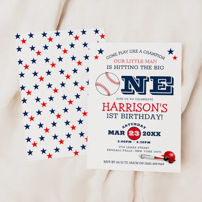 Classic Baseball Kids 1st Birthday Invitation | Zazzle