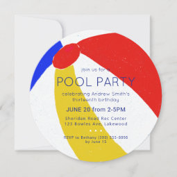 Classic Beach Ball pool Party Birthday Invitation | Zazzle