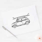 Classic Beach Mini Cooper Oval Sticker | Zazzle
