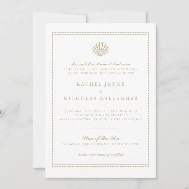 Classic Beach Shell Wedding Invitation | Zazzle