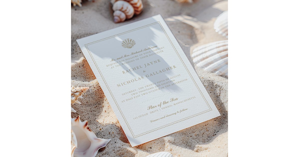 Classic Beach Shell Wedding Invitation | Zazzle