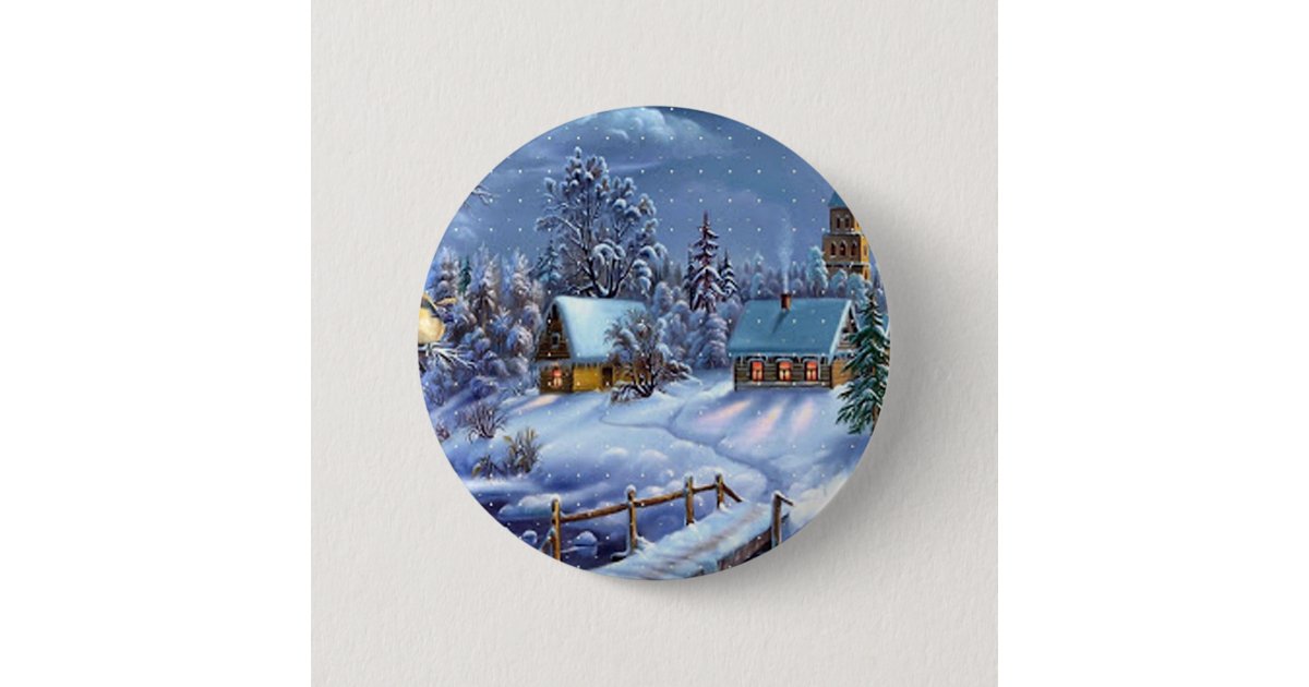 Classic, beautiful vintage Christmas picture Pinback Button | Zazzle