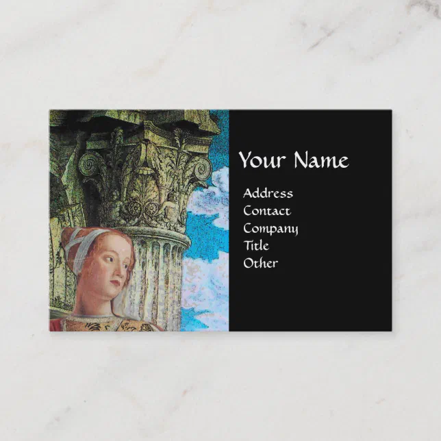 CLASSIC BEAUTY ANTIQUE COLUMN MONOGRAM Blue Black Business Card | Zazzle