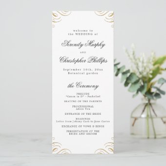 Classic black and gold Calligraphy Wedding Program | Zazzle