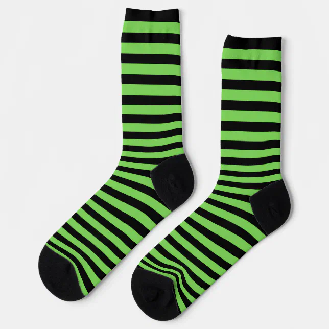 Classic Black and Green Striped Socks | Zazzle