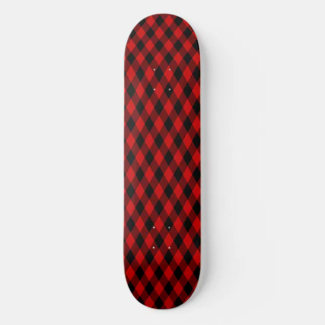 Classic Black and Red Diamond Pattern Skateboard | Zazzle