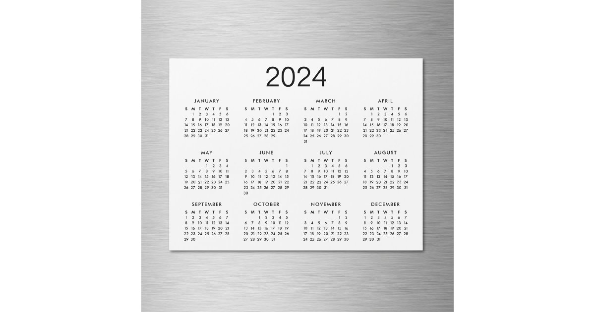 Classic Black And White 2024 Calendar Magnet | Zazzle