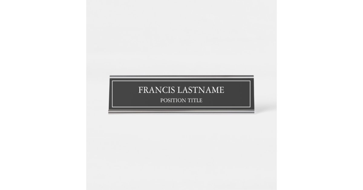 Classic Black and White Desk Name Plate | Zazzle