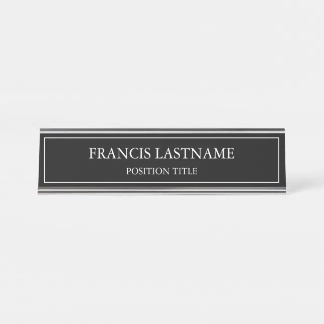 Classic Black and White Desk Name Plate | Zazzle
