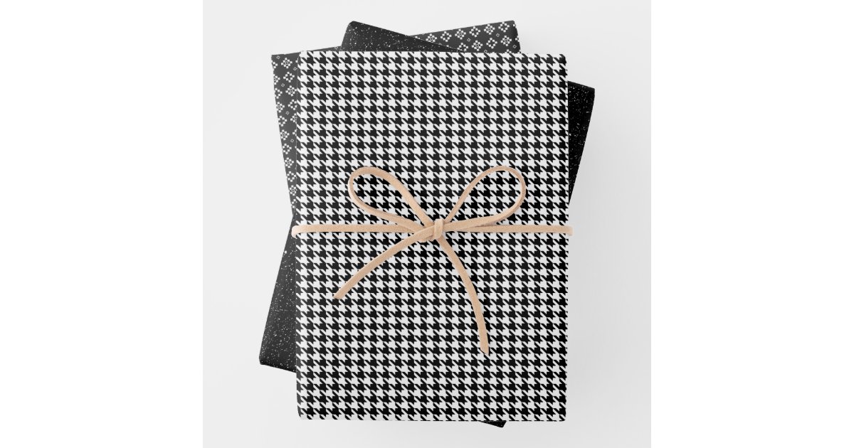 Classic Black and White Houndstooth Pattern Wrapping Paper Sheets | Zazzle
