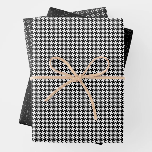 Classic Black and White Houndstooth Pattern Wrapping Paper Sheets | Zazzle