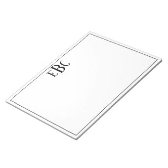 Classic Black and White Modern Monogram Notepad | Zazzle