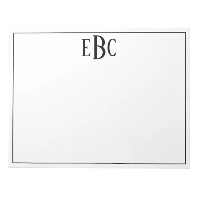 Classic Black and White Modern Monogram Notepad | Zazzle