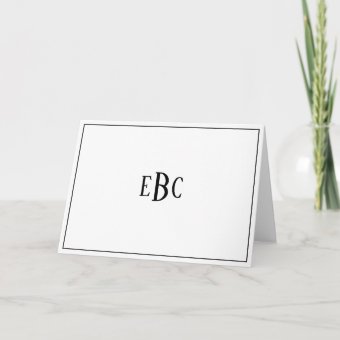 Classic Black and White Monogram Stationary Card | Zazzle