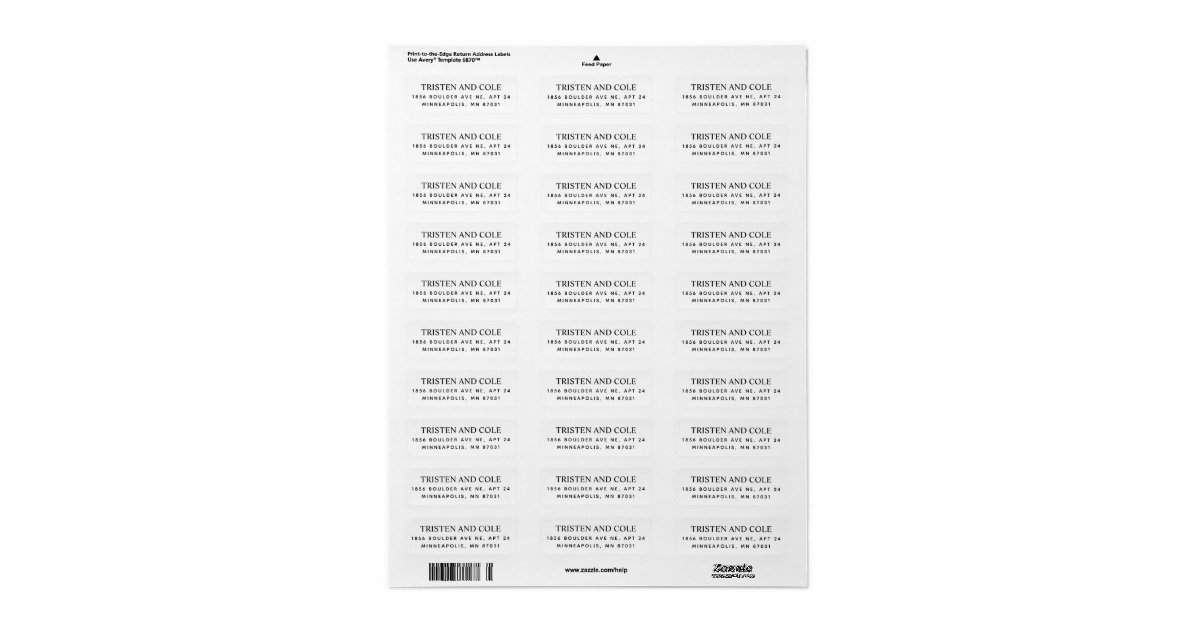 Classic Black and White Return Address Label | Zazzle