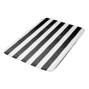 Classic Black and White Striped Pattern Bath Mat | Zazzle