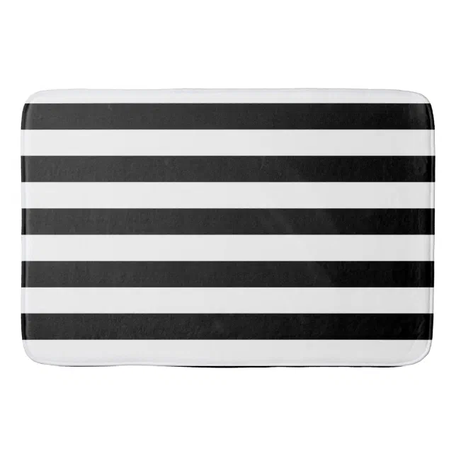 Classic Black and White Striped Pattern Bath Mat | Zazzle