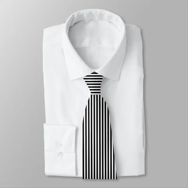 Classic Black and White Vertical Stripes Neck Tie | Zazzle