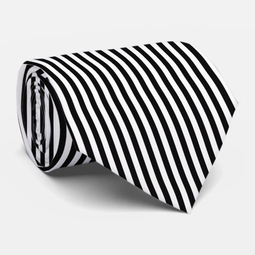 Classic Black and White Vertical Stripes Neck Tie | Zazzle