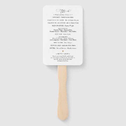 Classic Black and White Wedding Program Hand Fan | Zazzle