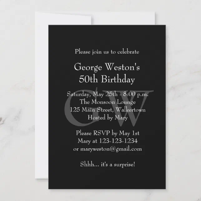 Classic Black Birthday Invitation | Zazzle