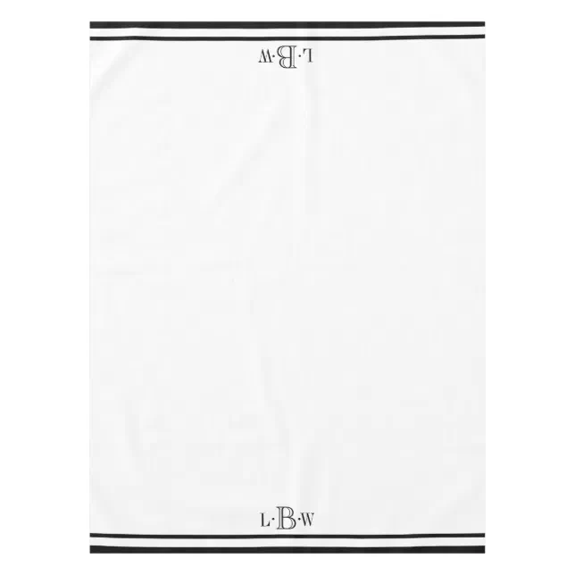 Classic Black Border Monogrammed Tablecloth | Zazzle