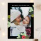 Classic Black Botanical Frame Two Photo Christmas Holiday Card | Zazzle