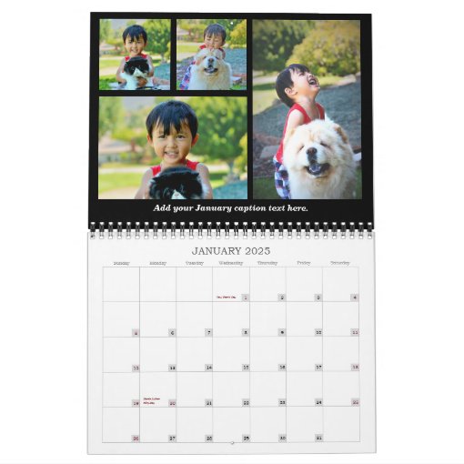 Classic Black Collage Custom Photo Monthly Calendar | Zazzle