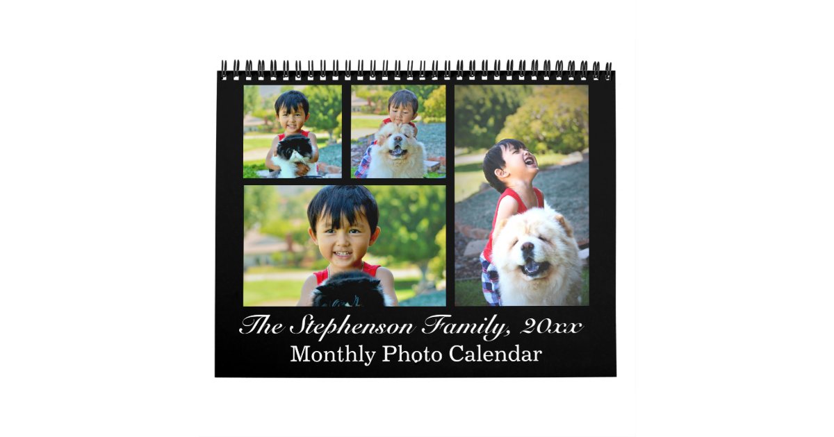Classic Black Collage Custom Photo Monthly Calendar | Zazzle