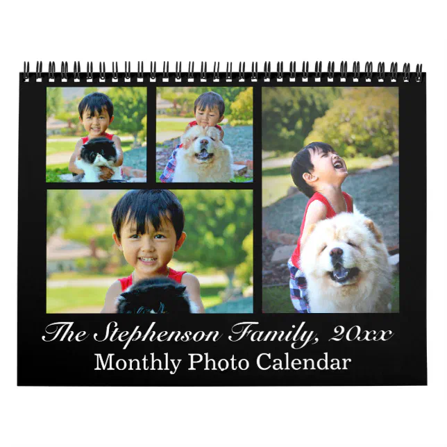 Classic Black Collage Custom Photo Monthly Calendar | Zazzle