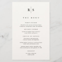 Classic Black & Ecru Monogram Wedding Menu | Zazzle