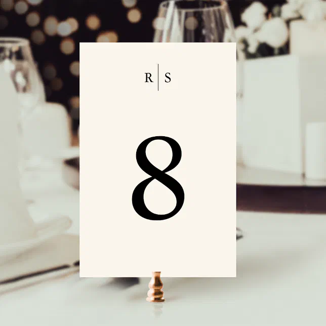Classic Black & Ecru Monogram Wedding Table Number | Zazzle