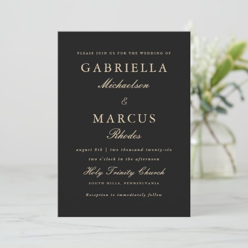 Classic Black Elegant Photo Wedding Invitation | Zazzle