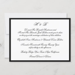 Classic Black Frame Formal Monogram Wedding Invitation | Zazzle