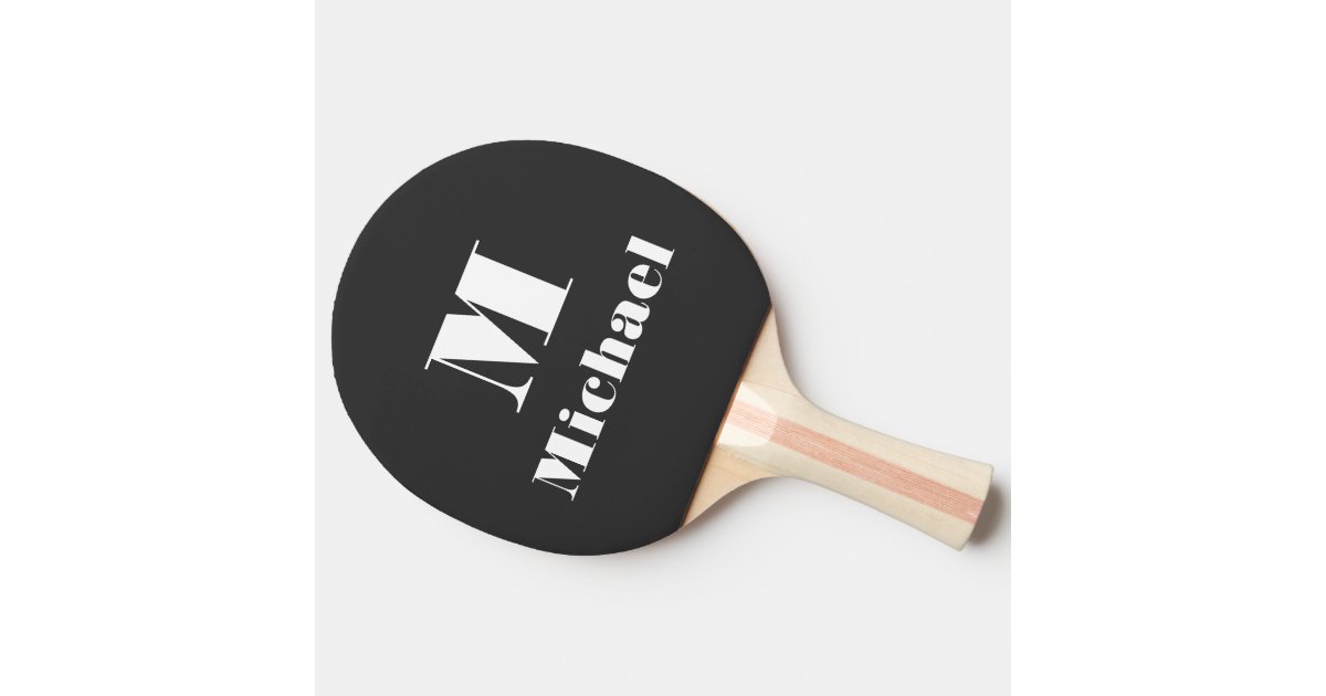 Classic Black Name Initial Letter Solid Color Ping Pong Paddle | Zazzle